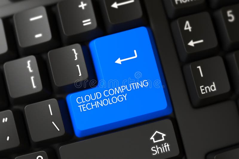 Blue Cloud Computing Technology Keypad on Keyboard. 3D. Stock Photo ...