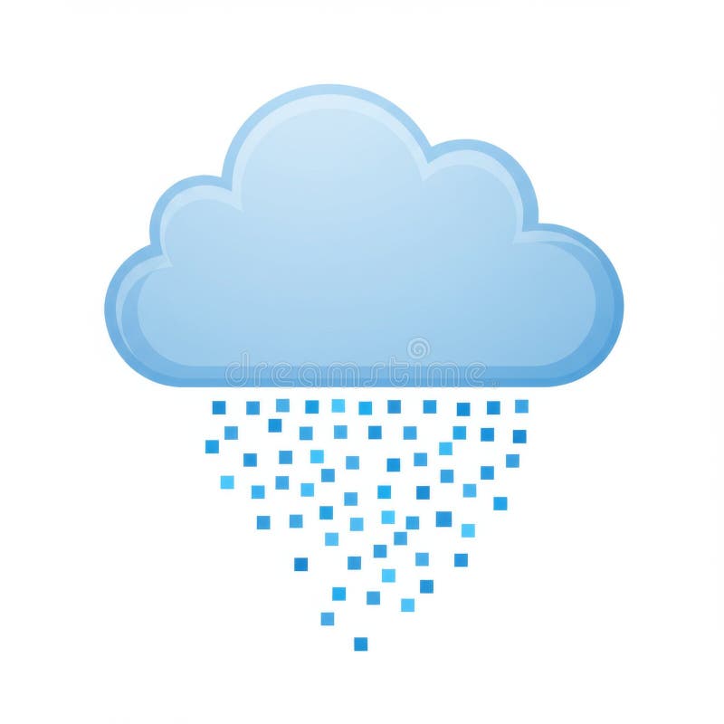Blue Cloud with Digital Rain Data Transfer Stock Illustration ...