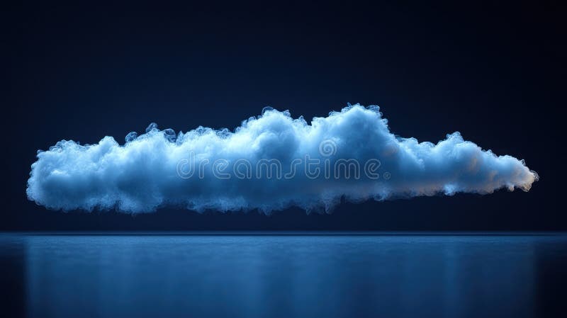Blue Cloud Floating, Dark Studio, Reflection, Digital Art Stock ...