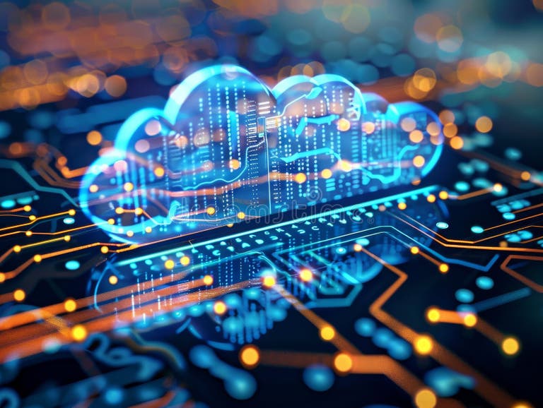 Blue Cloud Over Circuit Board Stock Illustration - Illustration of integration, crypto: 312971646