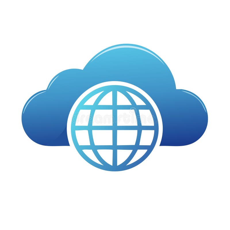 Blue Cloud with Globe Icon Representing Cloud Computing and Global ...