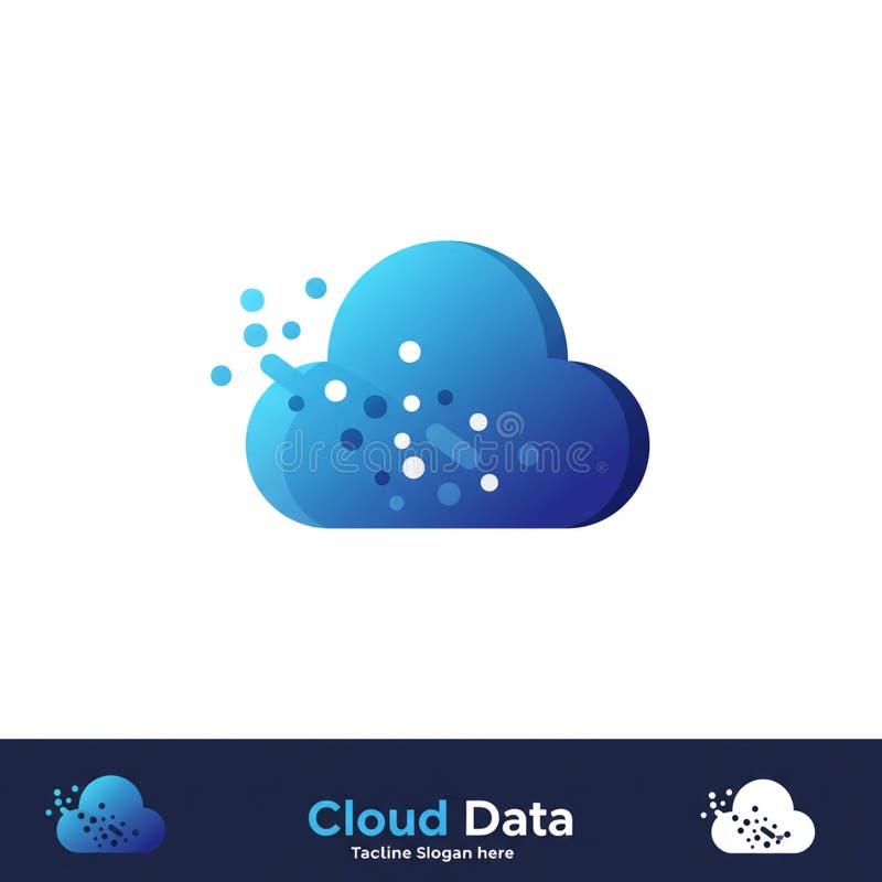 Blue Cloud Graphic with Scattered White and Blue Dots, Suggesting Data ...