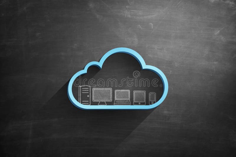 Blue Cloud Icon on Blackboard with Cloud Computing Text Stock Photo ...