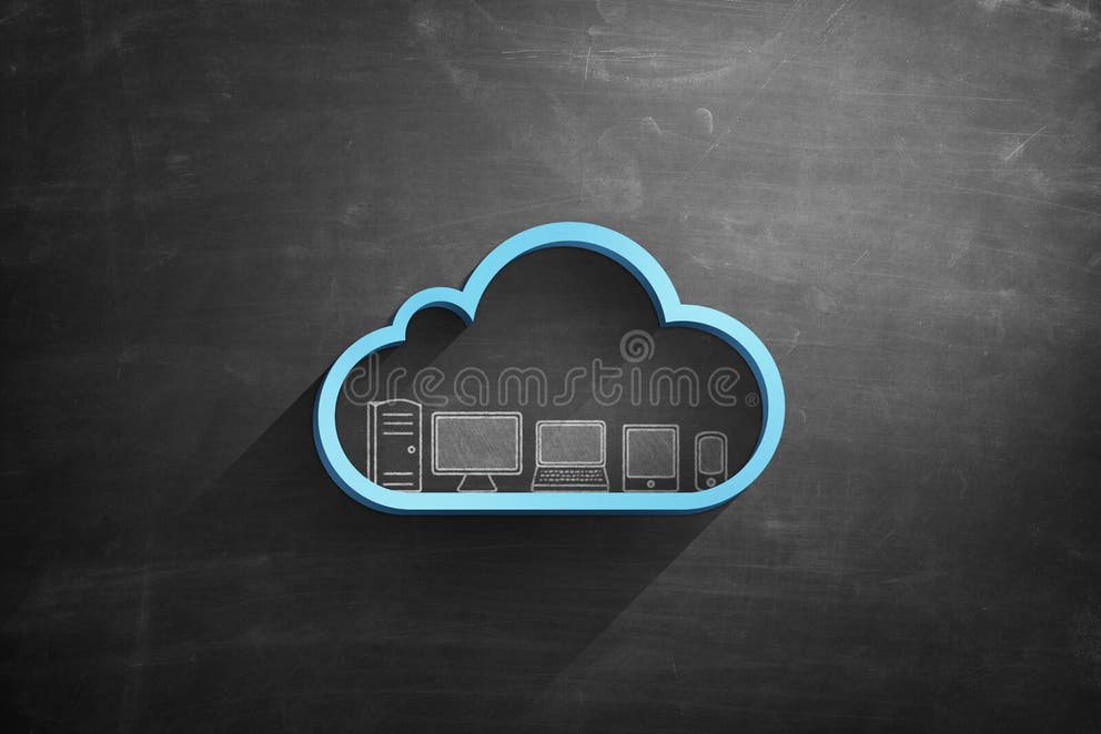 Blue Cloud Icon on Blackboard with Cloud Computing Text Stock Photo ...