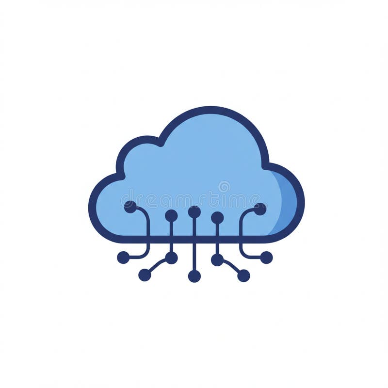 Blue Cloud Icon with a Dark Outline. from the Cloud S Bottom Edge ...