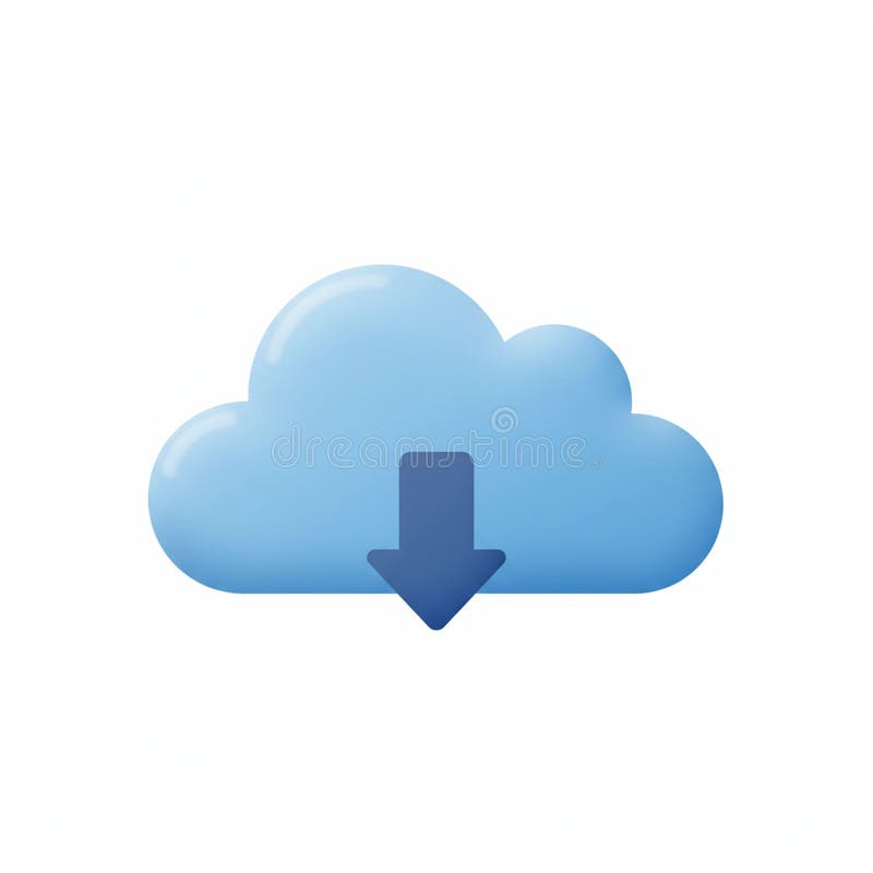 A Blue Cloud Icon with a Downward-pointing Arrow in the Center ...