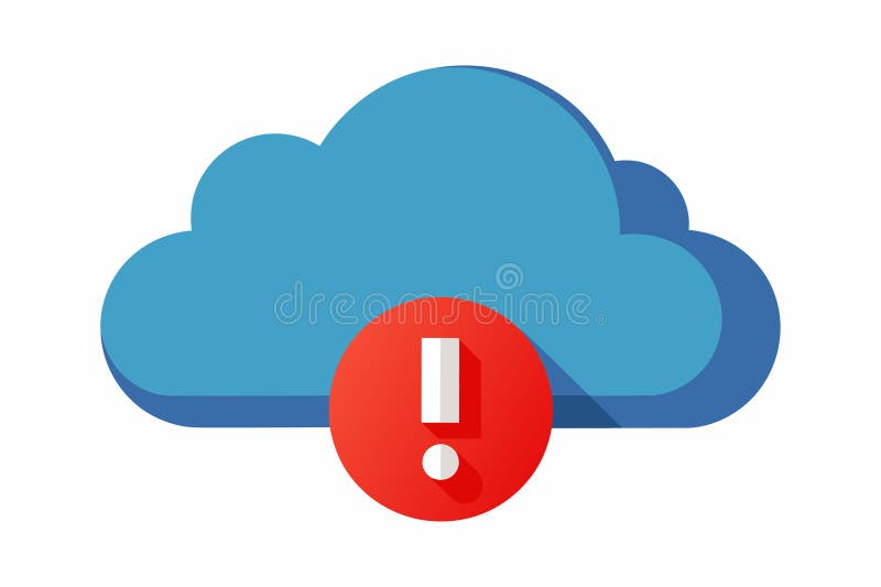 A Blue Cloud Icon Features a Red Warning Symbol Underneath, Indicating ...