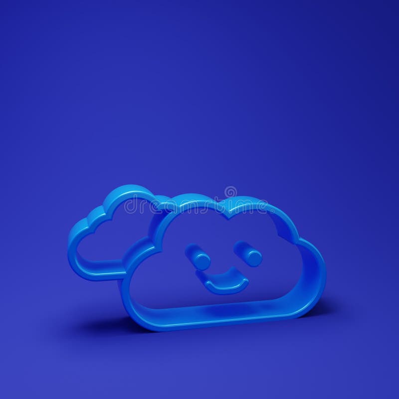 Blue Cloud Icon Isolated on Blue Background. Minimalism Concept Stock ...
