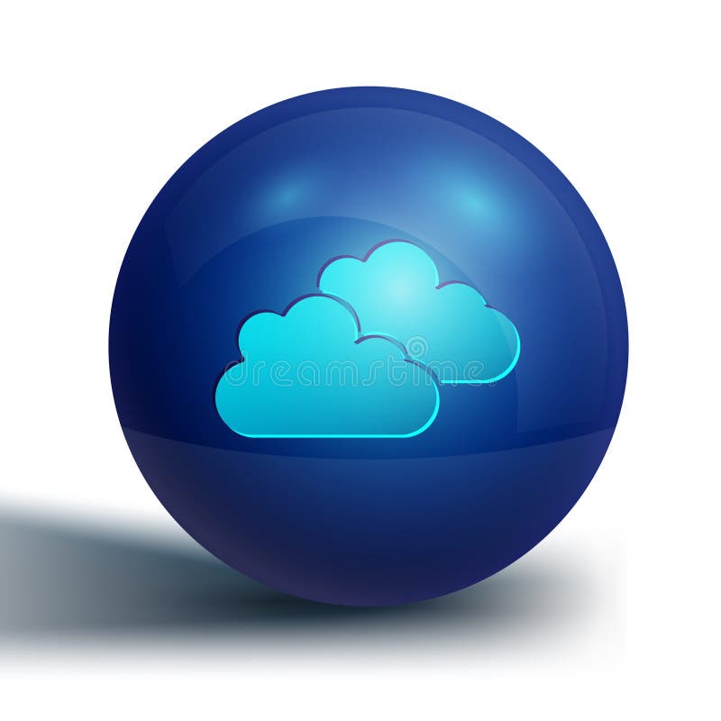 Blue Cloud Icon Isolated on White Background. Blue Circle Button Stock ...