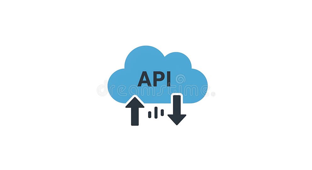 Blue Cloud Icon Labeled "API" with Upward and Downward Black Arrows ...