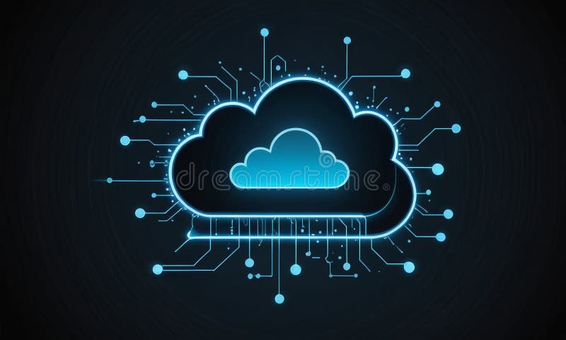 Blue Cloud Icon with Network Blue Lines and Dots is Centered Against ...
