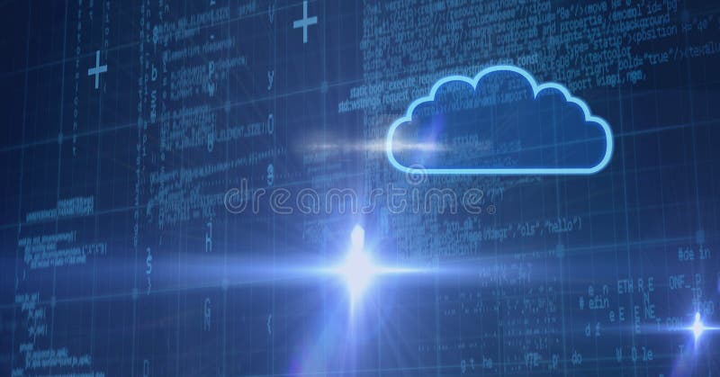 Cloud Icon and Multiple Digital Icons Against Pink Background Stock ...