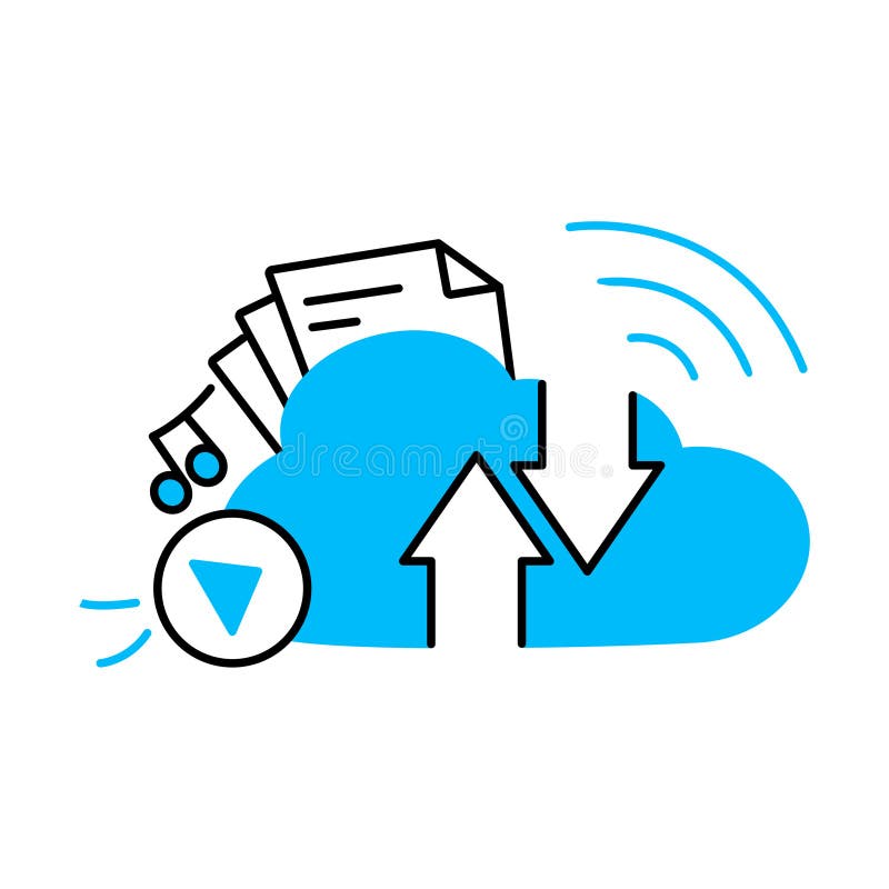 Cloud of Data and Files for Download Stock Illustration - Illustration ...