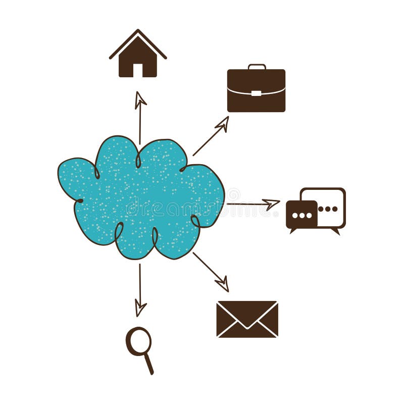 Blue Cloud Icons Network Service Connection Stock Illustration ...