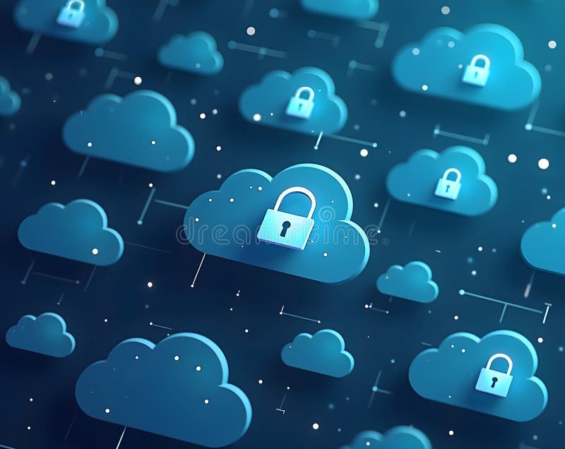 Cloud Security Lock Network Background Stock Illustration - Illustration of data, security ...