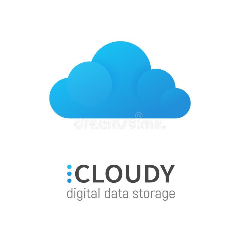 Blue Cloud Isolated Vector. Data Storage Logotype on White Background ...