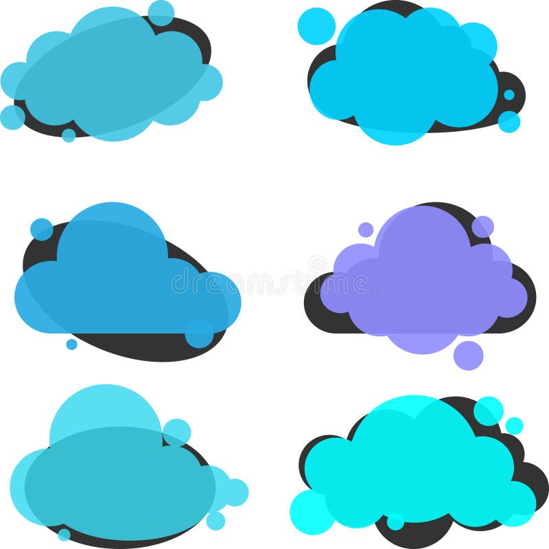 Blue Cloud Label Templates Isolated on White. Stock Vector ...