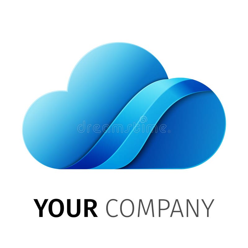 Blue Cloud Logo Design Ribbon Stock Vector - Illustration of abstract ...