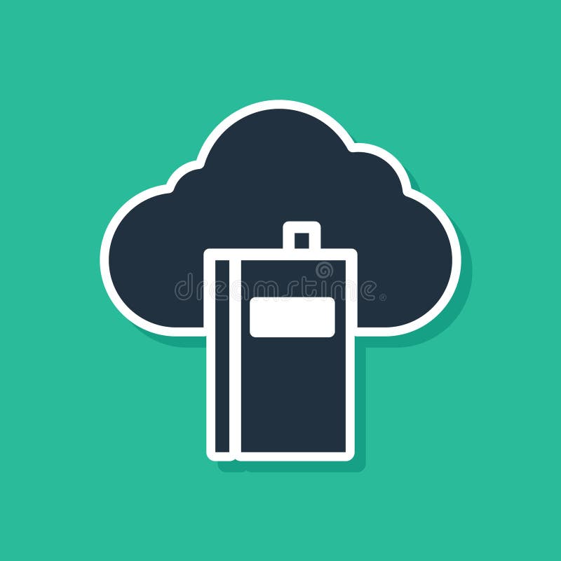 Blue Cloud or Online Library Icon Isolated on Green Background ...