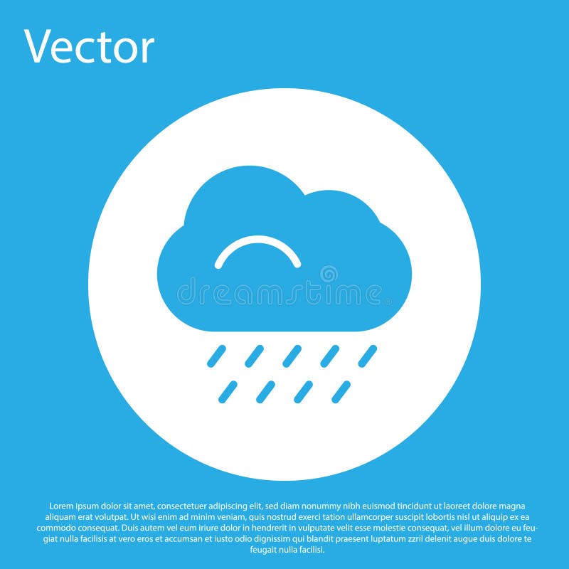 Blue Cloud with Rain Icon Isolated on Blue Background. Rain Cloud ...