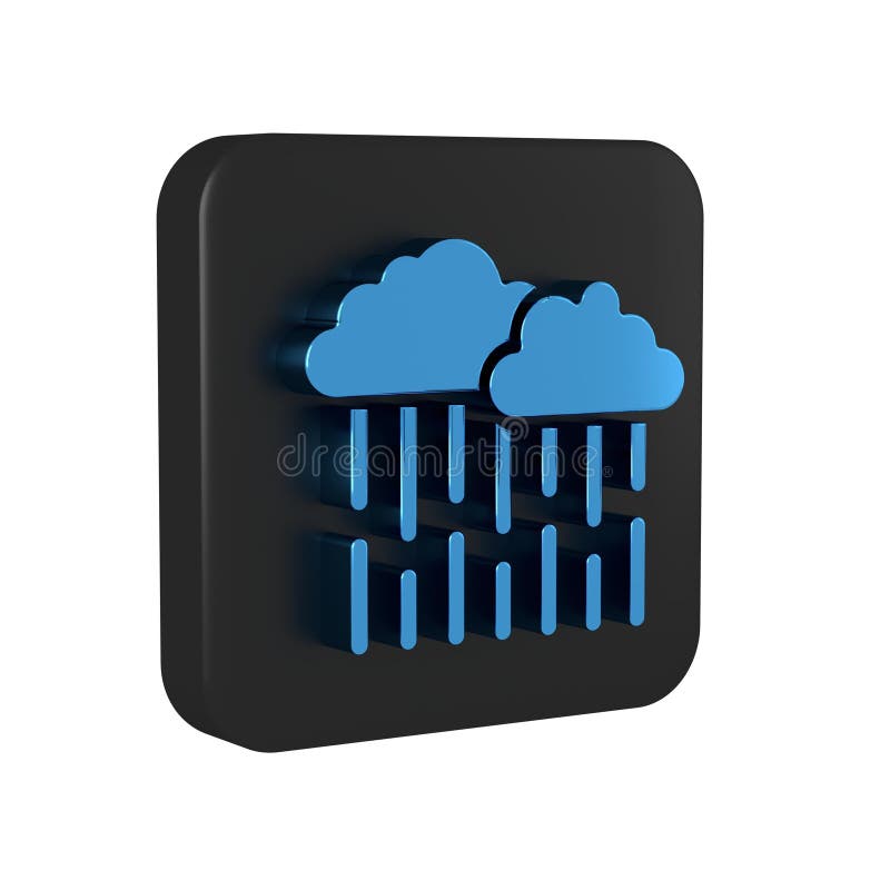 Blue Cloud with Rain Icon Isolated on Transparent Background. Rain ...
