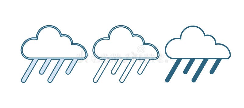 Blue Cloud with Rain Icon Isolated on White Background. Rain Cloud ...