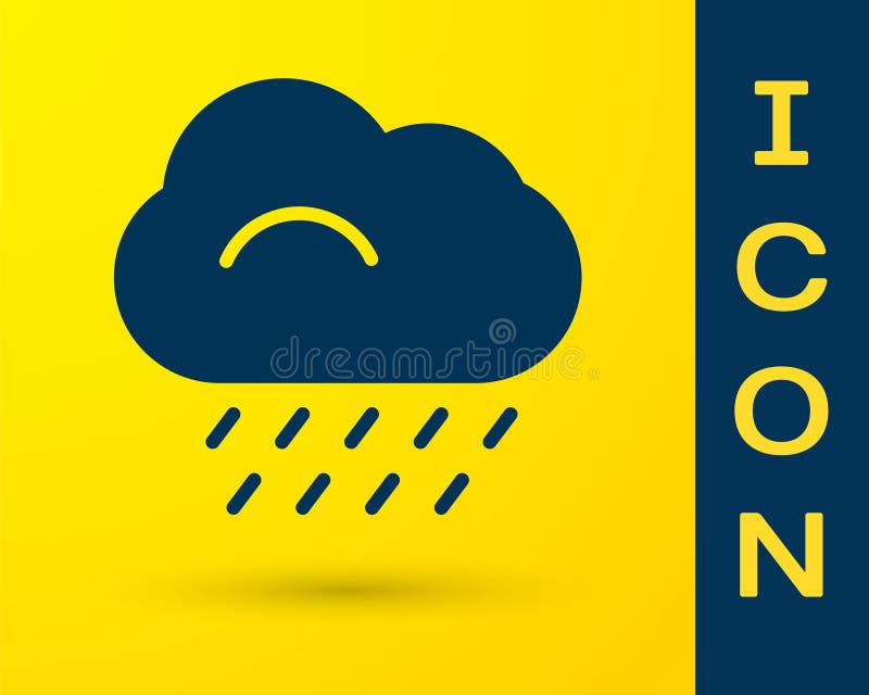Blue Cloud with Rain Icon Isolated on Yellow Background. Rain Cloud ...
