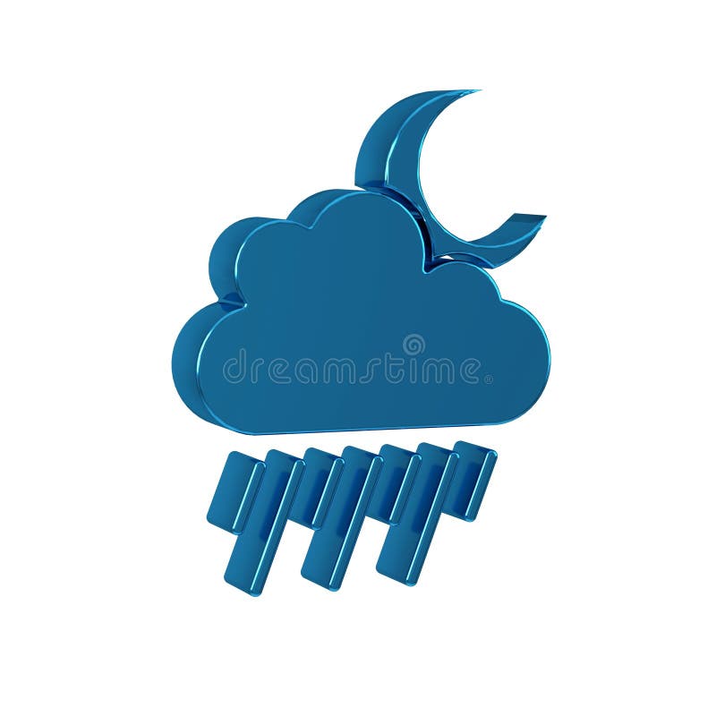 Blue Cloud with Rain and Moon Icon Isolated on Transparent Background ...
