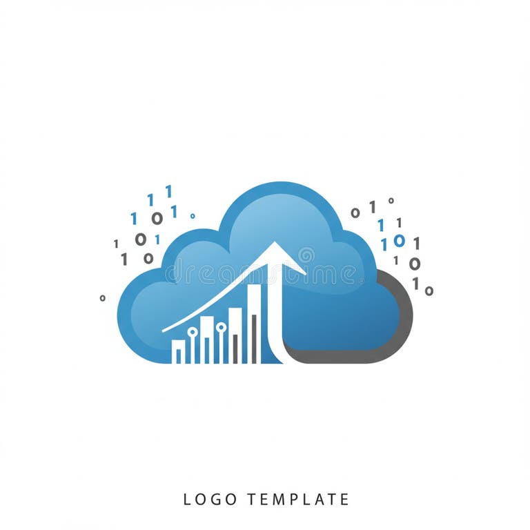 Blue Cloud-shaped Logo with Binary Code (1s and 0s) Surrounding it ...