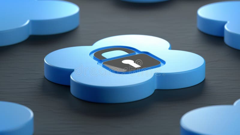 Blue Cloud Shapes with a Lock Icon Concept of Cloud Computing Security and Data Protection Stock ...