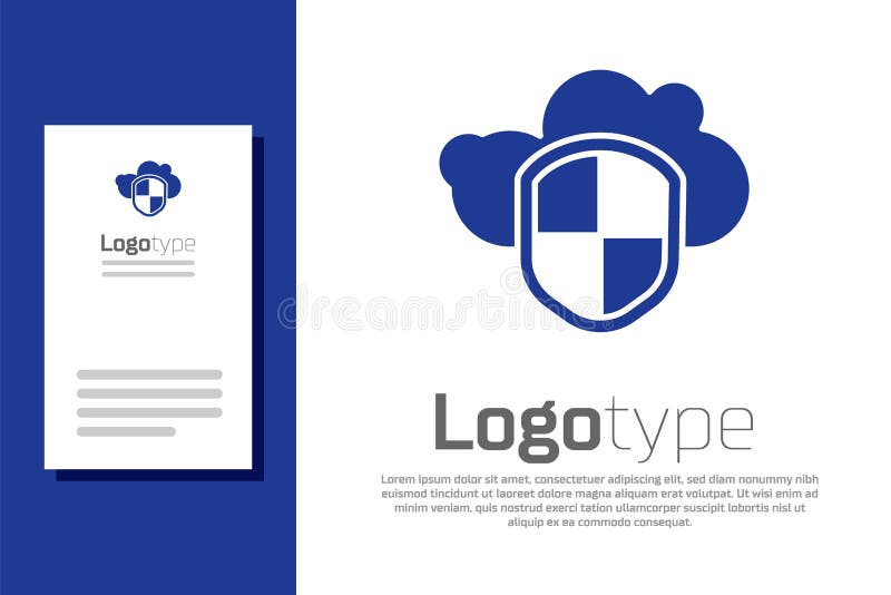 Blue Cloud and Shield Icon Isolated on White Background. Cloud Storage ...