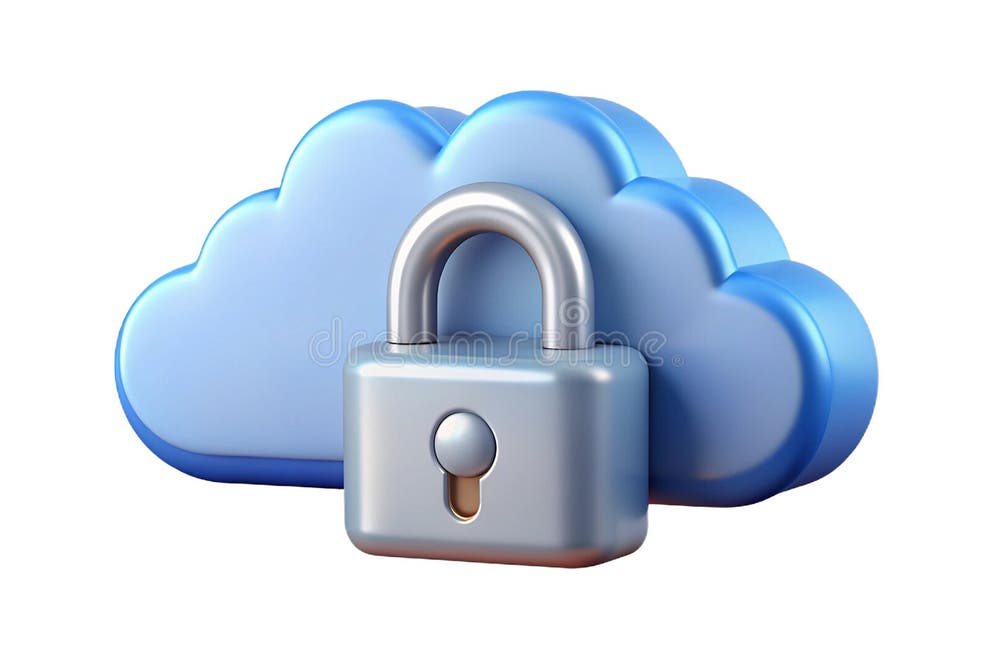 Blue Cloud with Silver Padlock for Data Protection Stock Illustration ...