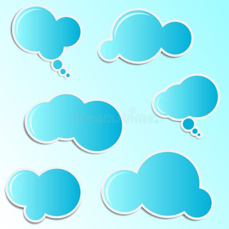 Blue cloud stickers stock vector. Illustration of contemplation - 19141719