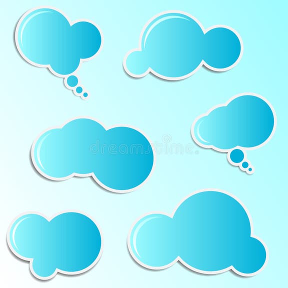 Blue cloud stickers stock vector. Illustration of contemplation - 19141719
