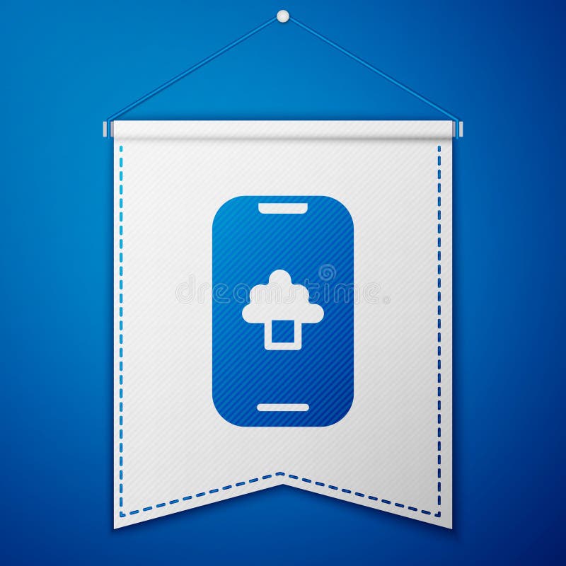 Blue Cloud Technology Data Transfer and Storage Icon Isolated on Blue ...