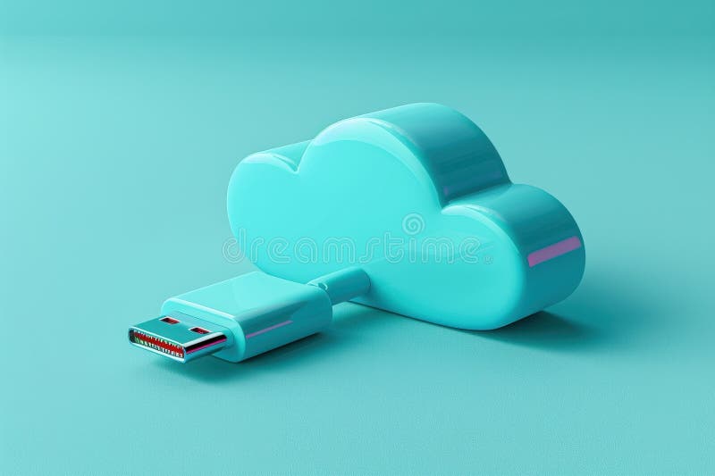 A Blue Cloud with a USB Cable Attached To it with Generative AI Stock ...