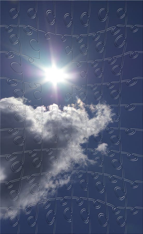 Blue clouded sky puzzle stock image. Image of white, individuality ...
