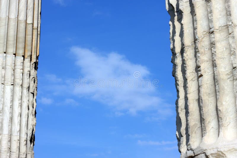 Blue Clouded Sky between Two Ancient Greek Columns Stock Image - Image ...