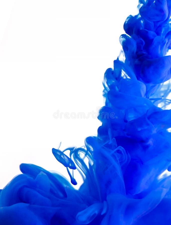 Blue Clouds of Ink in Liquid Isolated on White Stock Photo - Image of ...