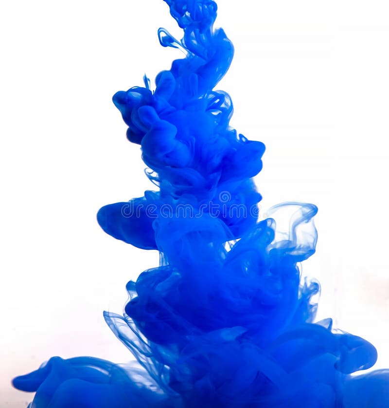 Blue Clouds of Ink in Liquid Isolated on White Stock Photo - Image of ...