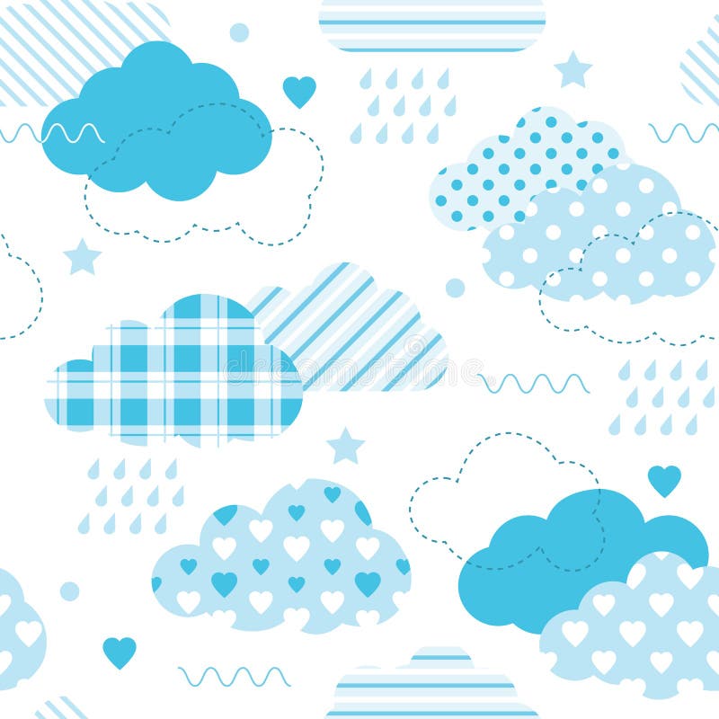 Blue clouds pattern stock vector. Illustration of fluffy - 68840505
