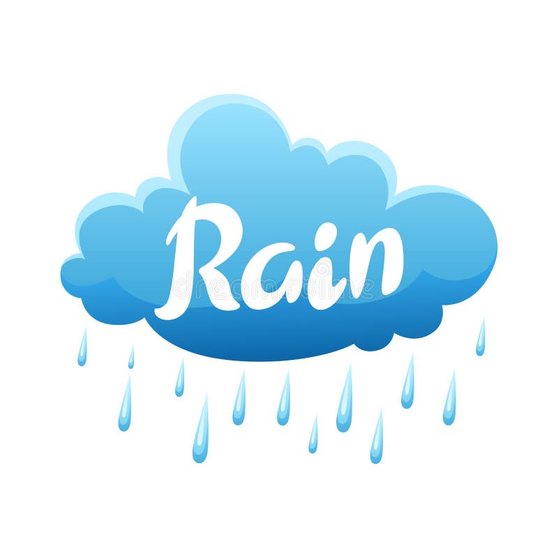 Blue Clouds and Raindrops on White Background. Stock Vector ...