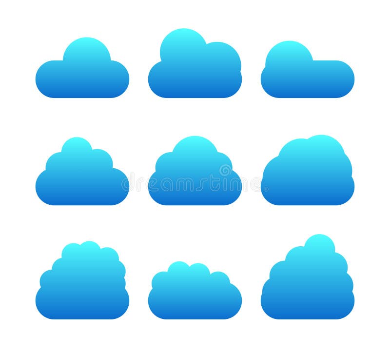 Blue Clouds Set Isolated on White Background. Collection of Clouds for ...