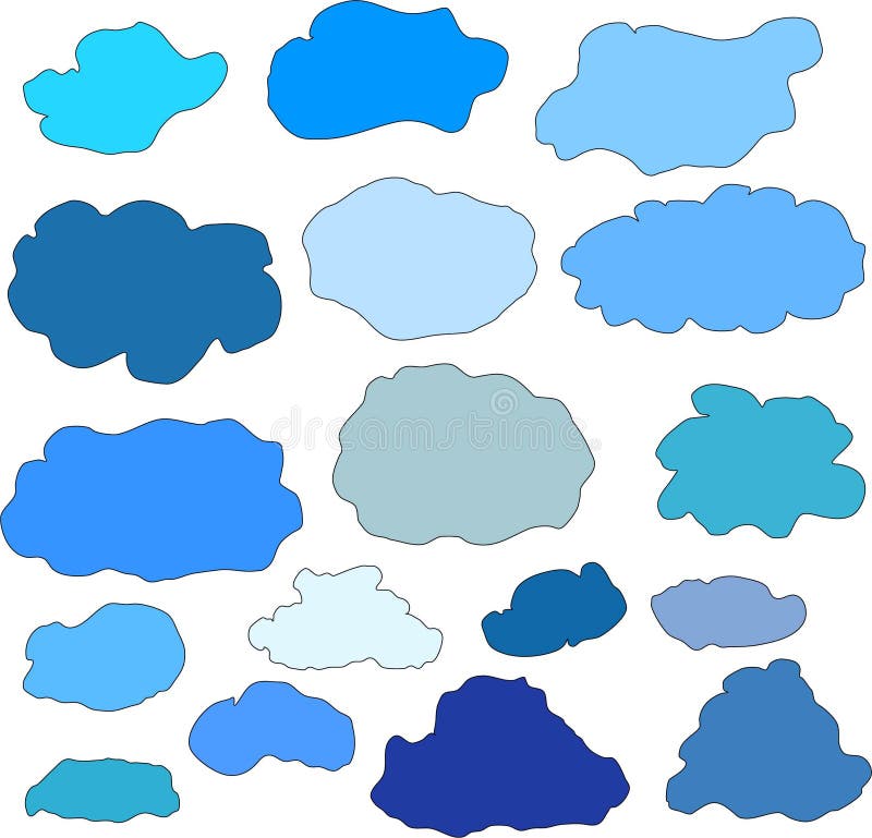 Blue Clouds Set of Simple Vector Illustrations Stock Vector ...