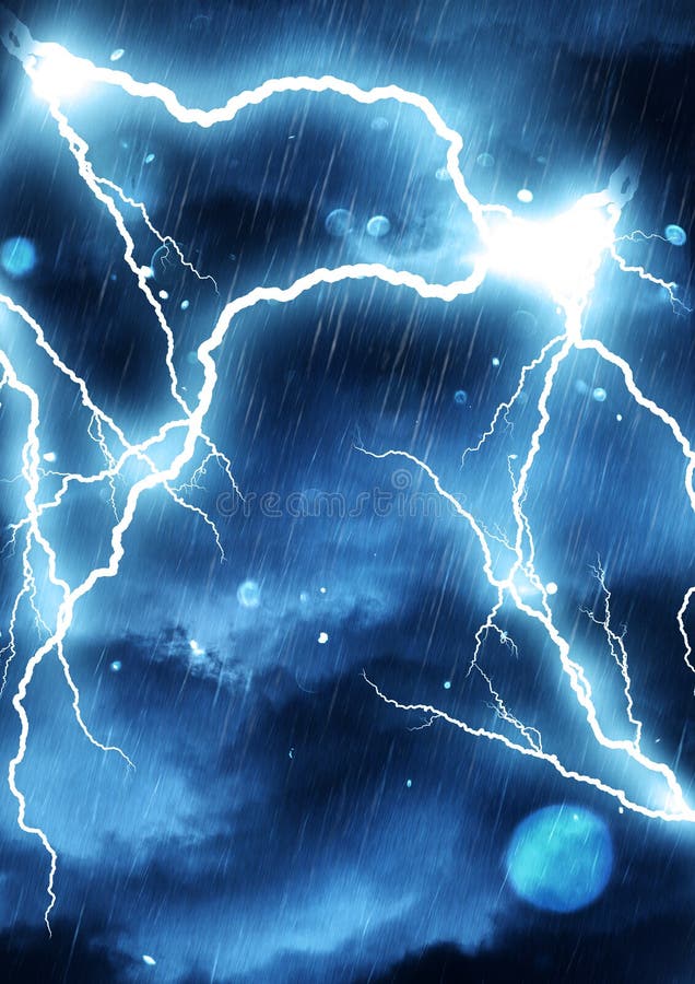 Blue clouds thunderstorm stock illustration. Illustration of danger ...