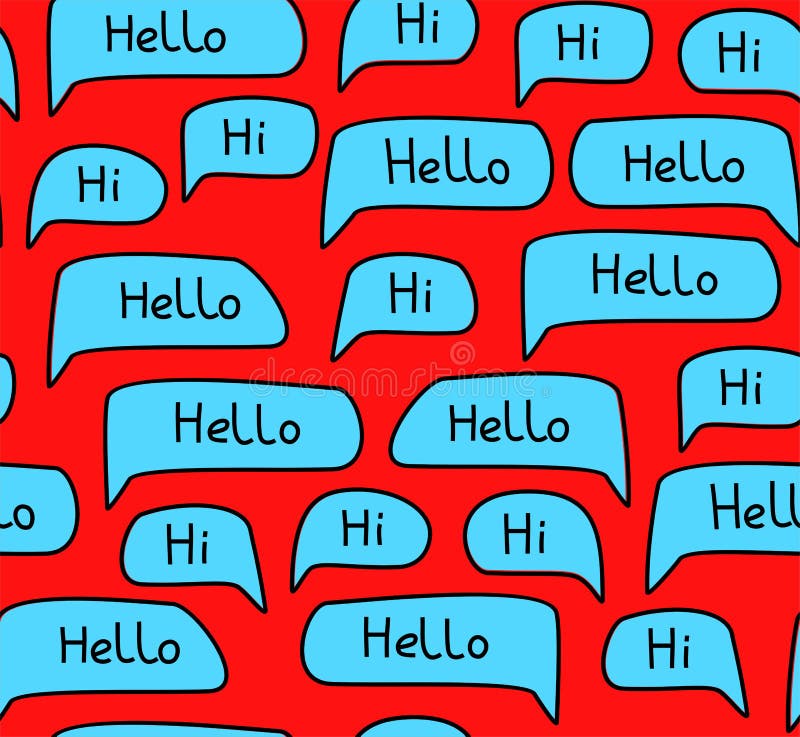 Hello, English, Seamless Pattern, Red, Color, Vector Stock Vector ...