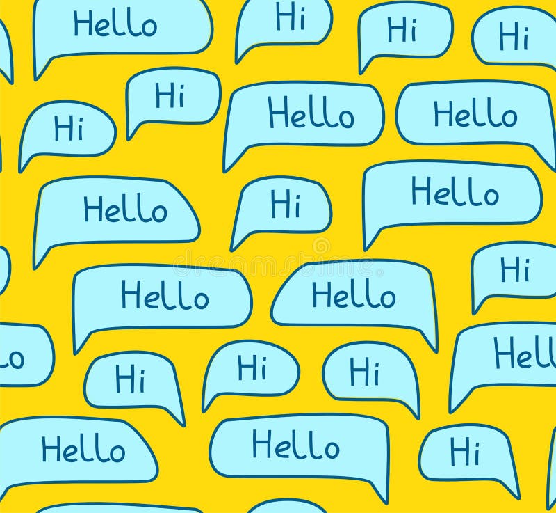 Hello, English, Seamless Pattern, Yellow, Color, Vector. Stock Vector ...