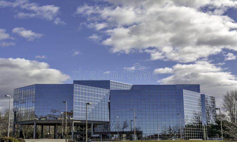 Blue Cloudy Sky and Mirror Reflected Windows Stock Photo - Image of ...