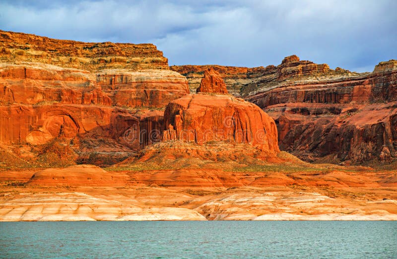 Blue Cloudy Sky on the Orange Rocks at Lake Powell Stock Photo - Image ...