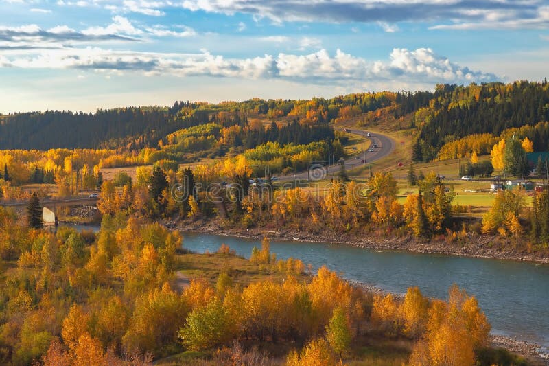 Blue Cloudy Sky Over the Fall River Valley Stock Photo - Image of ...